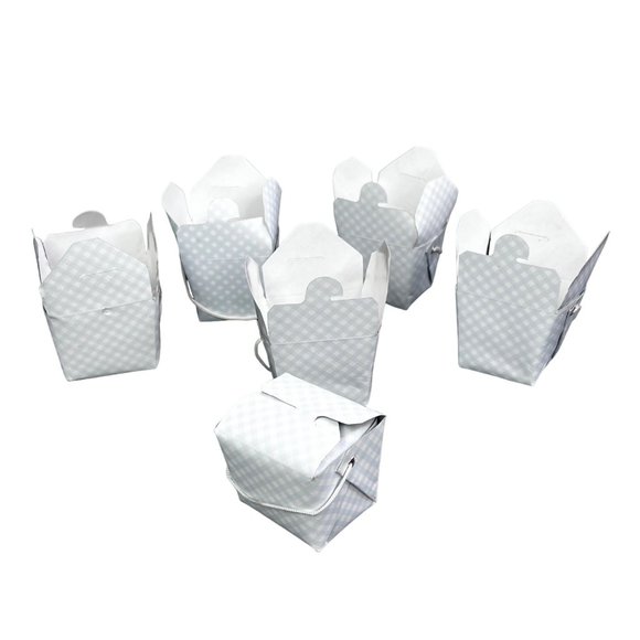 Unbranded | Party Supplies | Lot 6 Mini Take Out Boxes Gingham Blue ...